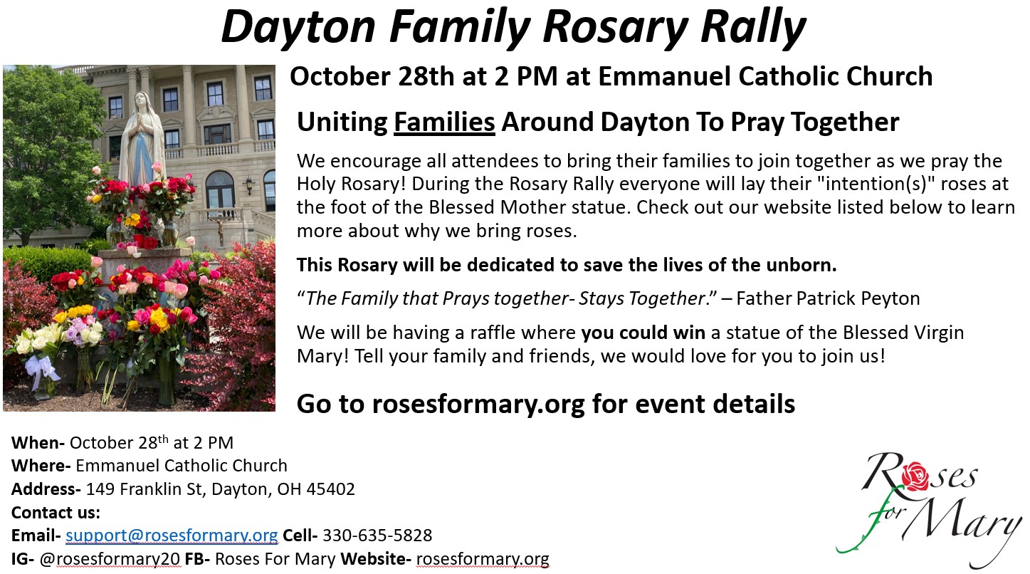 Roses for Mary Dayton Family Rosary Rally - Cincinnati Right to Life